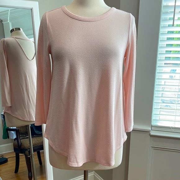 LOFT | Tops | Loft Sz S Blush Pink Slub Knit Top Low Back Detail Guc ...
